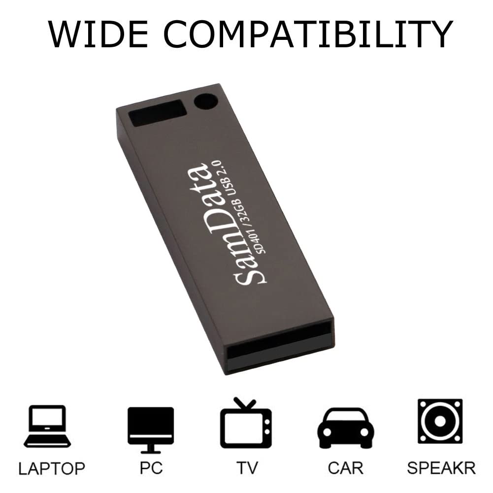 SamData 32GB USB Flash Drives Thumb Drive Memory Stick USB Stick Jump Drive 32GB USB Drive Pen Drive Zip Drive Waterproof Metal Mini Design for PC Laptop Storage and Backup,Black