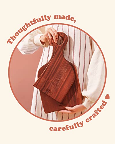 Perfect Anniversary, Wedding, Housewarming Gifts for The Couple - 2 Piece Solid Wood Cutting Board Set with Handle for Kitchen - Decorative Serving Charcuterie Board by We Made