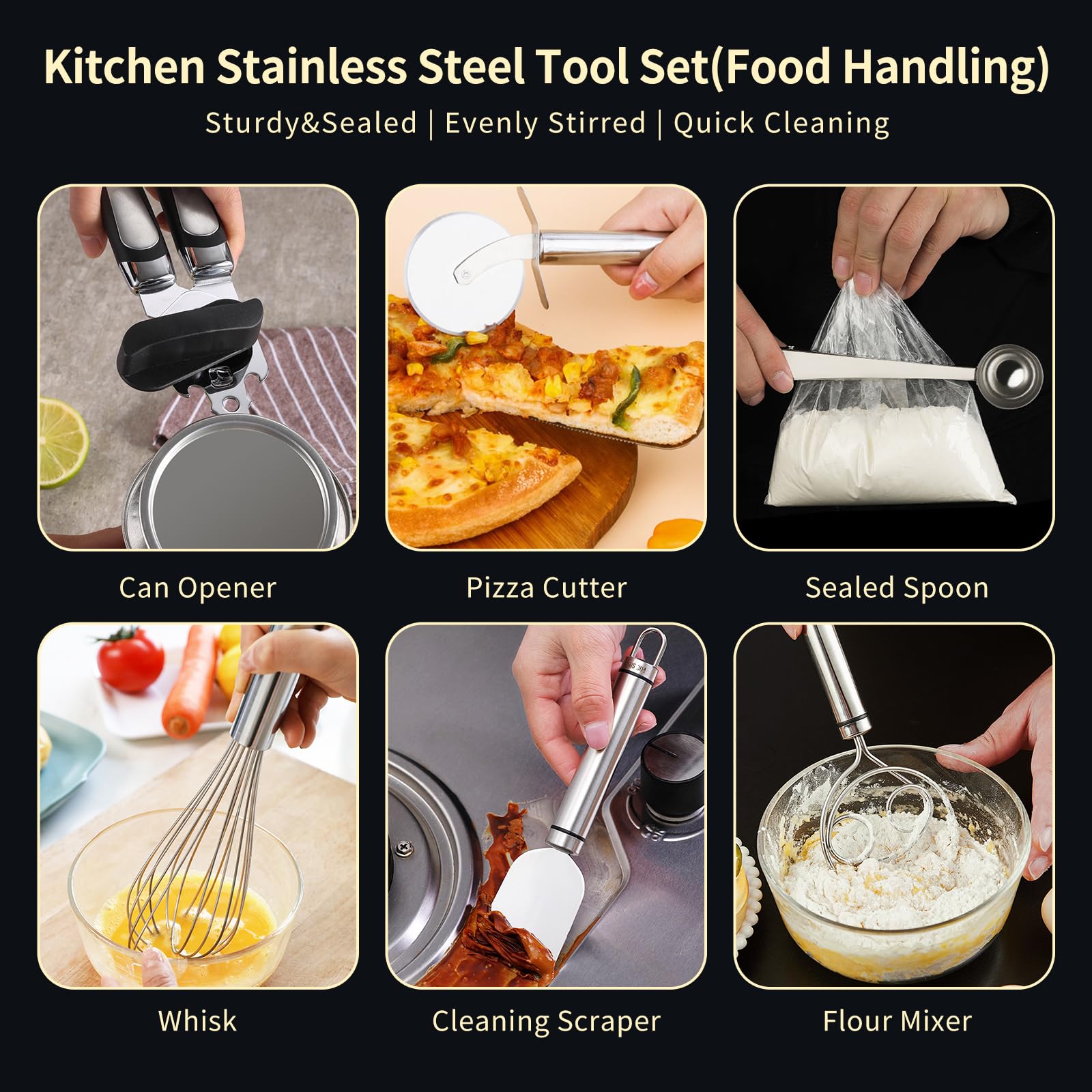 ISACCO 39-pcs Stainless Steel Kitchen Gadget Set - Home Kitchen Tools and Gadget Set with Hanging Hooks