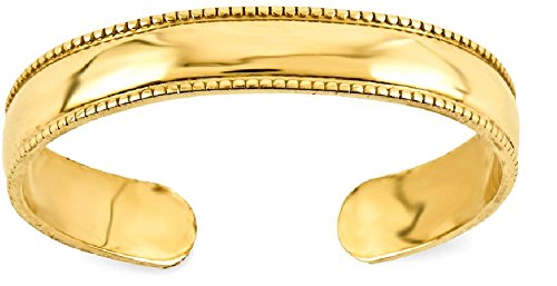 IceCarats 14K Yellow Gold Milgrain Adjustable Toe Ring Open Midi Band Summer Beach Jewelry