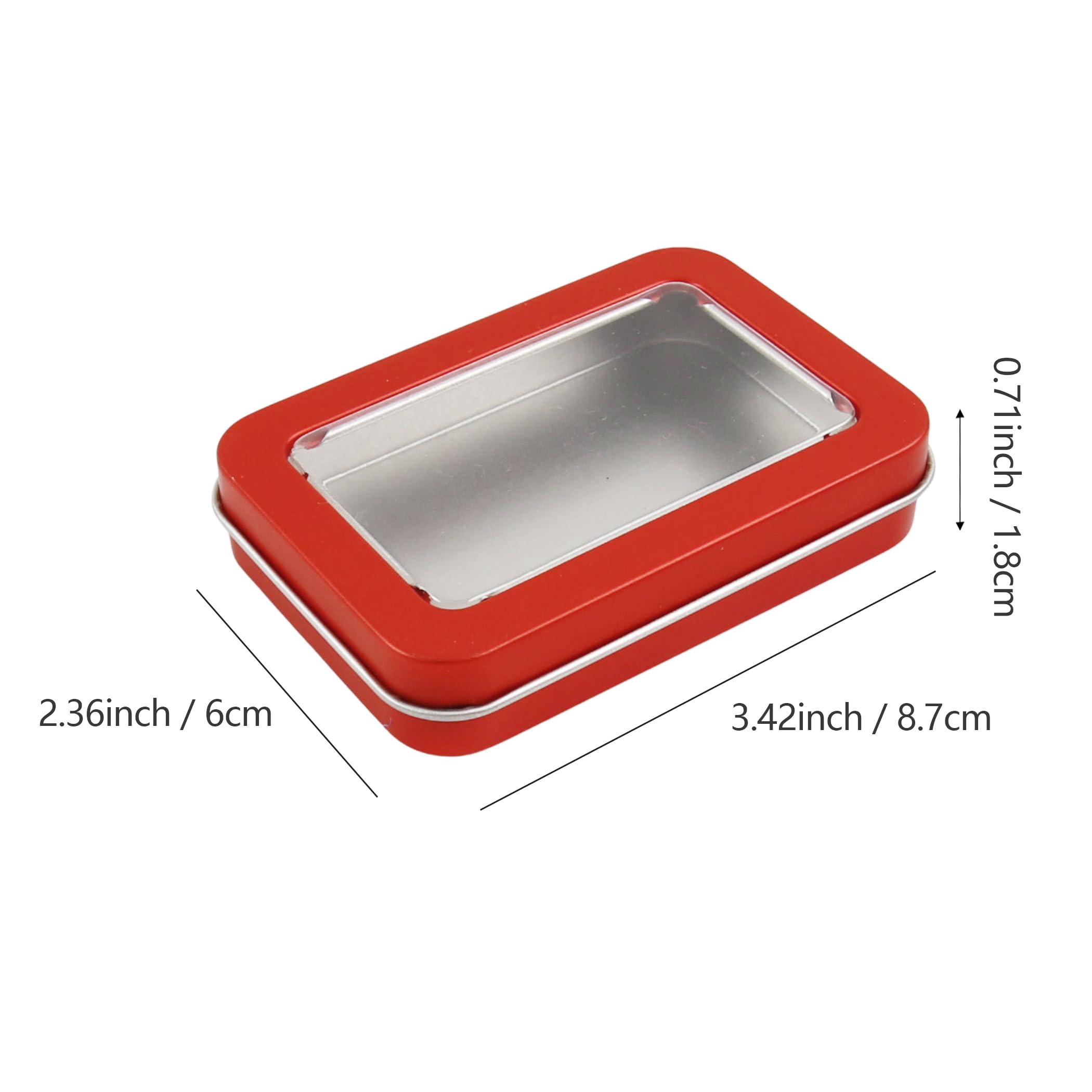 Vagocom 2pcs Empty Storage Boxes with Transparent Window,3.42x2.36x0.71inch / 8.7x6x1.8cm Small Metal Container Box with Lids for Storage Seed,Match,Crafts,Sewing(Gold)