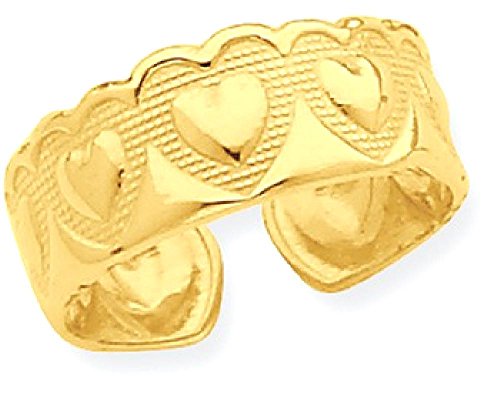 IceCarats 14K Yellow Gold Heart Love Adjustable Toe Ring Open Midi Band Summer Beach Jewelry