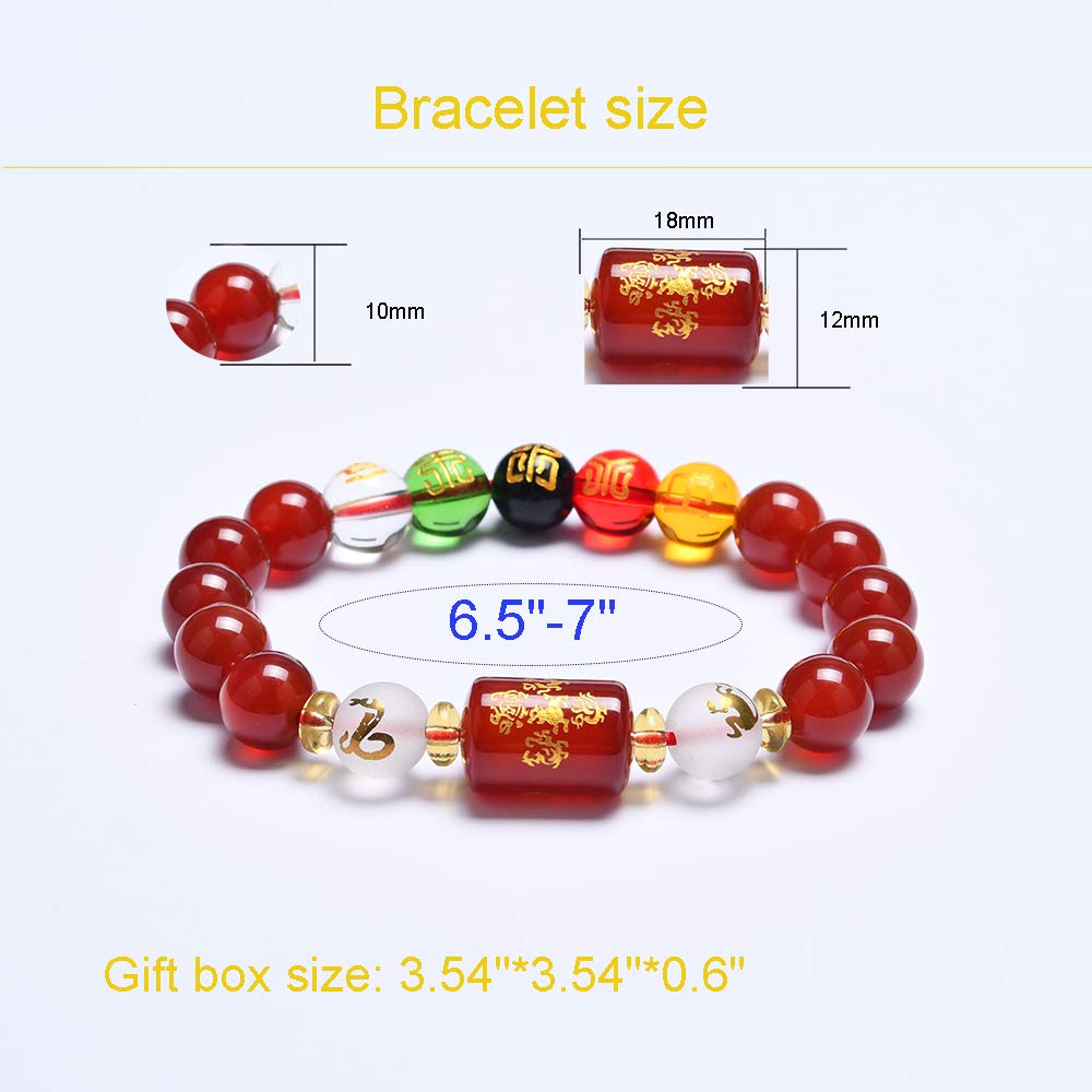 KESOCORAY Feng Shui Obsidian Red Agate Wealth Five-Element Yoga Pure Heart Bracelet for Good Luck