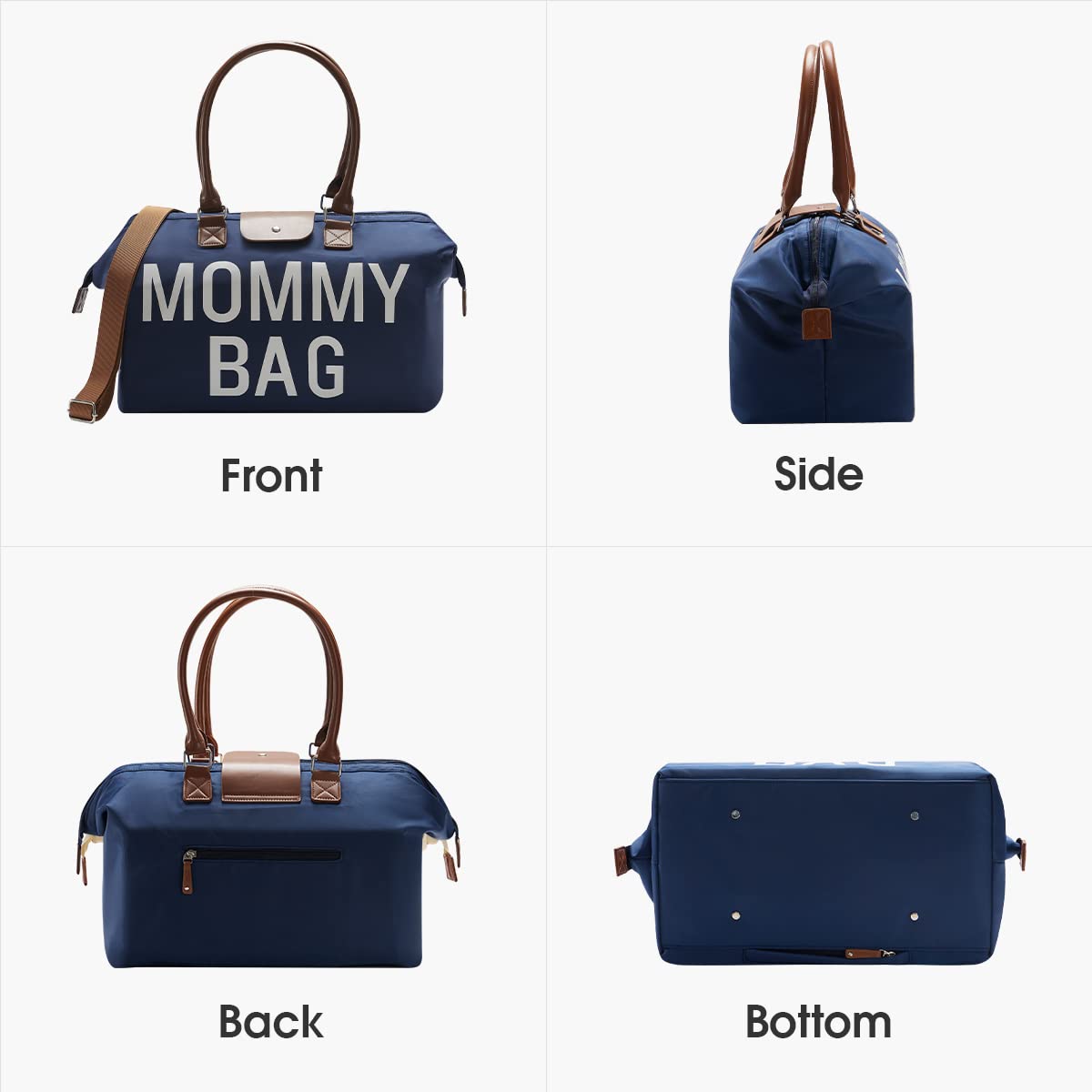 SEEDNUR Diaper Bag Tote with 2 Organizer Pouches, Large Capacity Mommy Bag for Hospital and Weekender Travel (Navy)