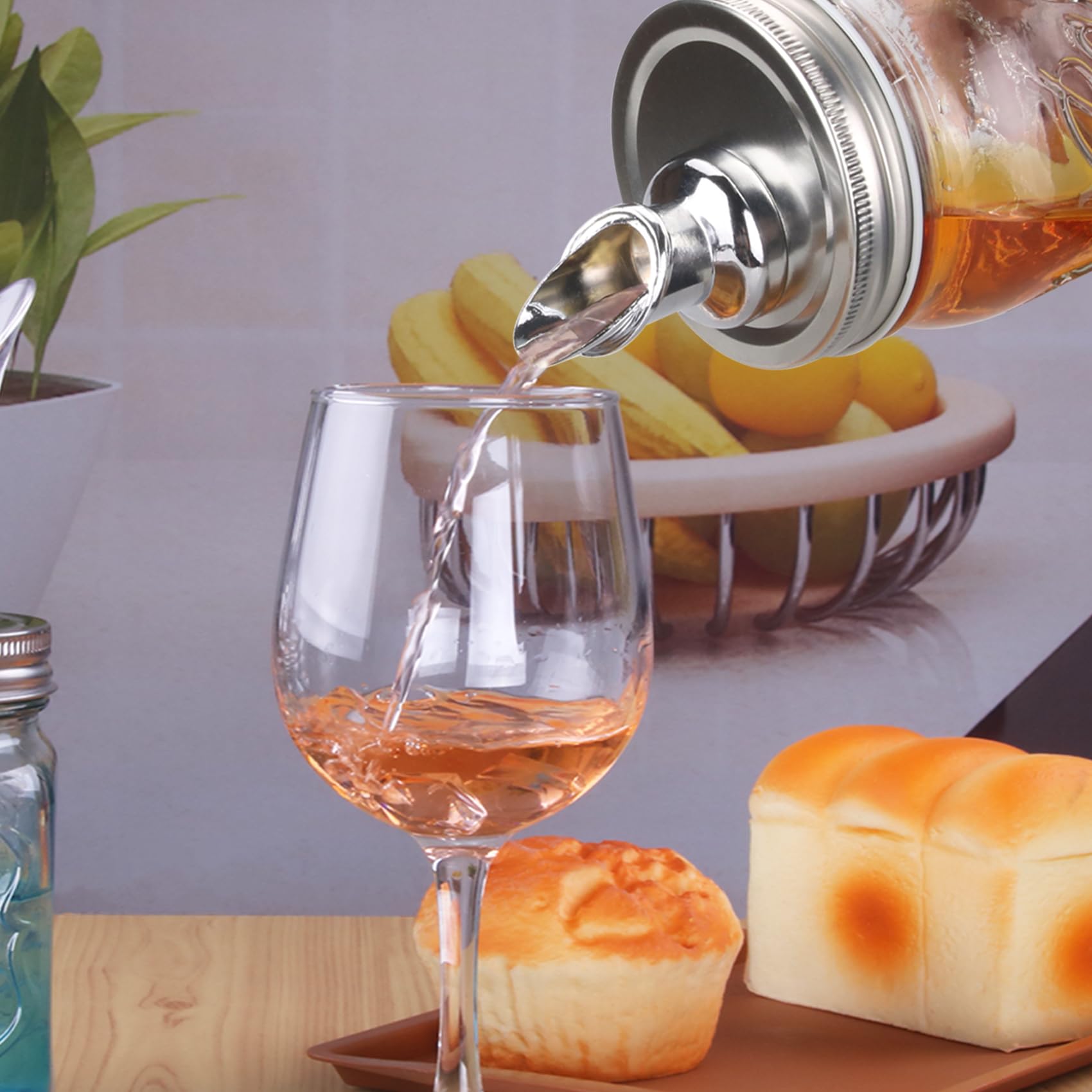ziHenryDa Mason Jar Pour Spouts. free flow Mason Jar Pour Spouts, for spout mason jar wide mouth 86 mm dispenser germination cover. Suitable for any liquid,jars not included (2 silver)