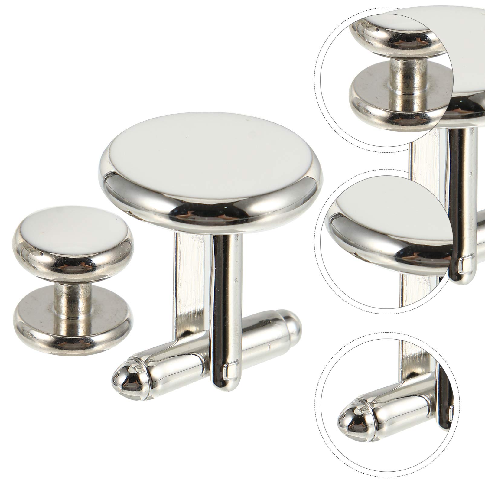 KESYOO 8Pcs Cufflinks for Men Classic French Cufflinks and Studs Set White for Men Tuxedo Business Wedding Shirts
