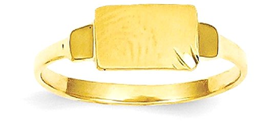 IceCarats 14K Yellow Gold Custom Engraved Signet Ring Handmade Personalized Monogram Initial Letter Band Size 3