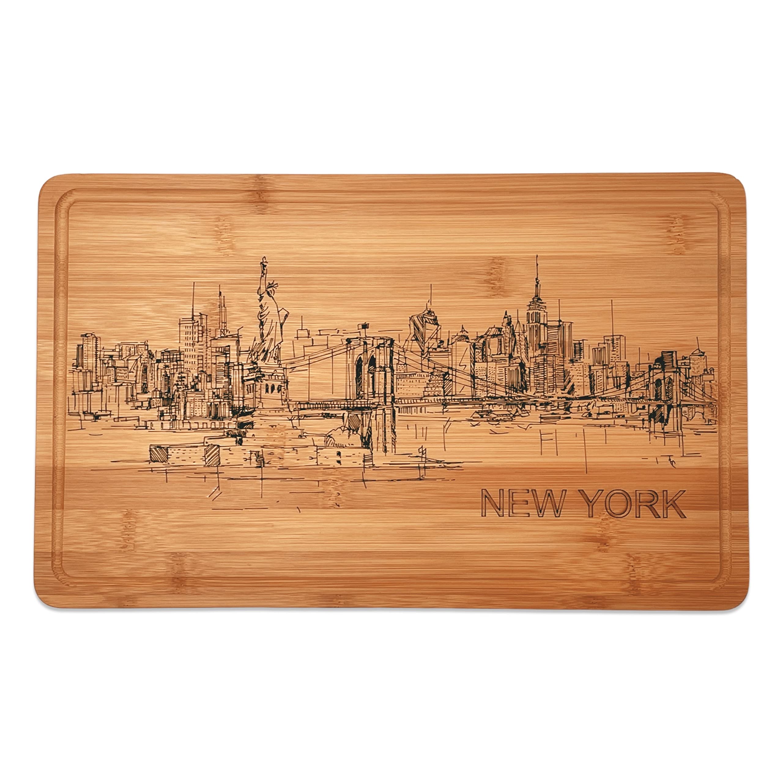 New York City Engraved Cutting Board Bamboo Gift One Size