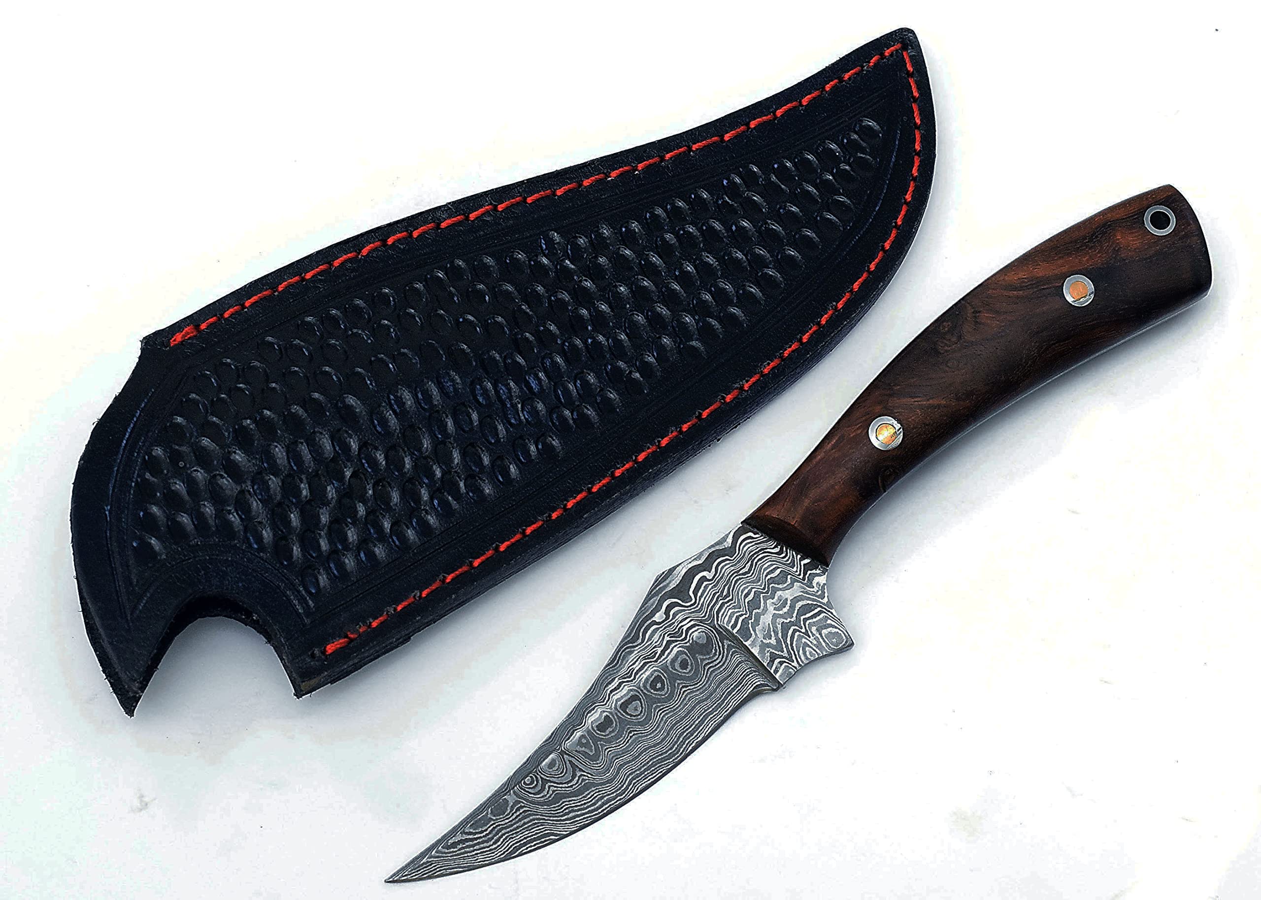 LTQSA 9inch Custom Handmade Damascus blade knife/Fixed blade knife with sheath/Fixed Blade Knives/Skinning Knives/Hunting Knives/EDC Knives (Brown)