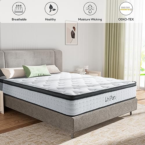 UniPon 12 Inch Hybrid Mattress Queen, Spring Mattress with Gel Memory Foam, Medium Firm Mattress, Supportive Individually Pocket Spring Mattress, Bed in a Box, Pressure Relief