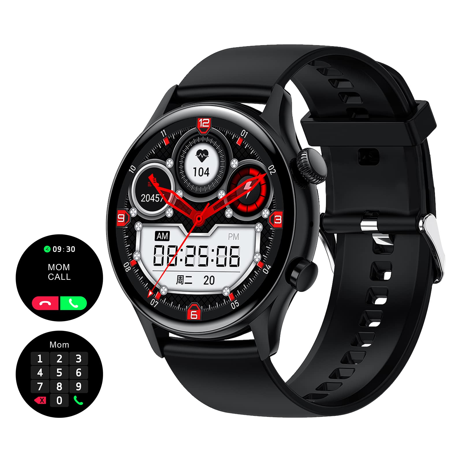 Smart Watch 2022(Bluetooth Call Receive/Dial),1.36" AMOLED Display Smartwatch Fitness Tracker with Call/Text/Heart Rate/Sport Modes, Watches for Men Women, Android/iOS (Black)