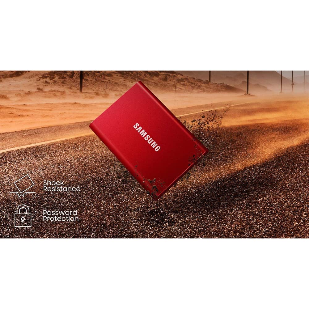 SAMSUNG MU-PC1T0T/AM Portable SSD T7 USB 3.2 1TB, Gray (2-Pack) Bundle with Deco Gear Hard EVA Case with Zipper