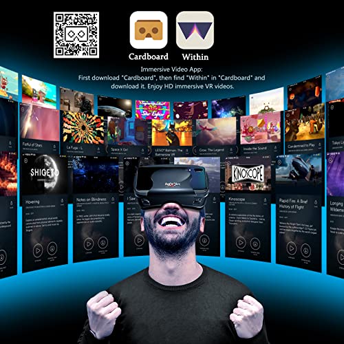 VR Headset with Controller Adjustable 3D VR Glasses Virtual Reality Headset HD Blu-ray Eye Protected Support 5~7 Inch for Phone/Android