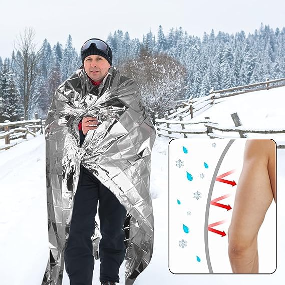 QIO CHUANG Emergency Mylar Thermal Blankets -Space Blanket Survival kit Camping Blanket (4-Pack). Perfect for Outdoors, Hiking, Survival, Bug Out Bag ,Marathons or First Aid 1