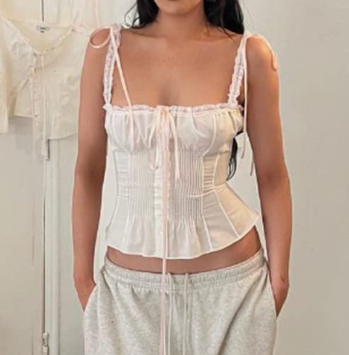 Women Y2k Square Neck Bustier Top Lace Patchwork Crop Camis Slim Fit Low Cut Camisole Vests Trendy Fairycore Tanks