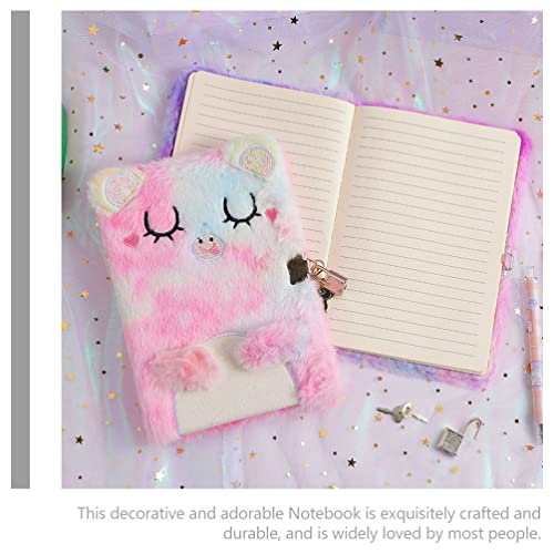 Tofficu Animal Notebook Pocket Notebook Plush Diary with Lock and Keys Secret Lock Diary Cute Writing Journal Lined Pages Journal Gift for Kids Girls Boys Mini Notebooks