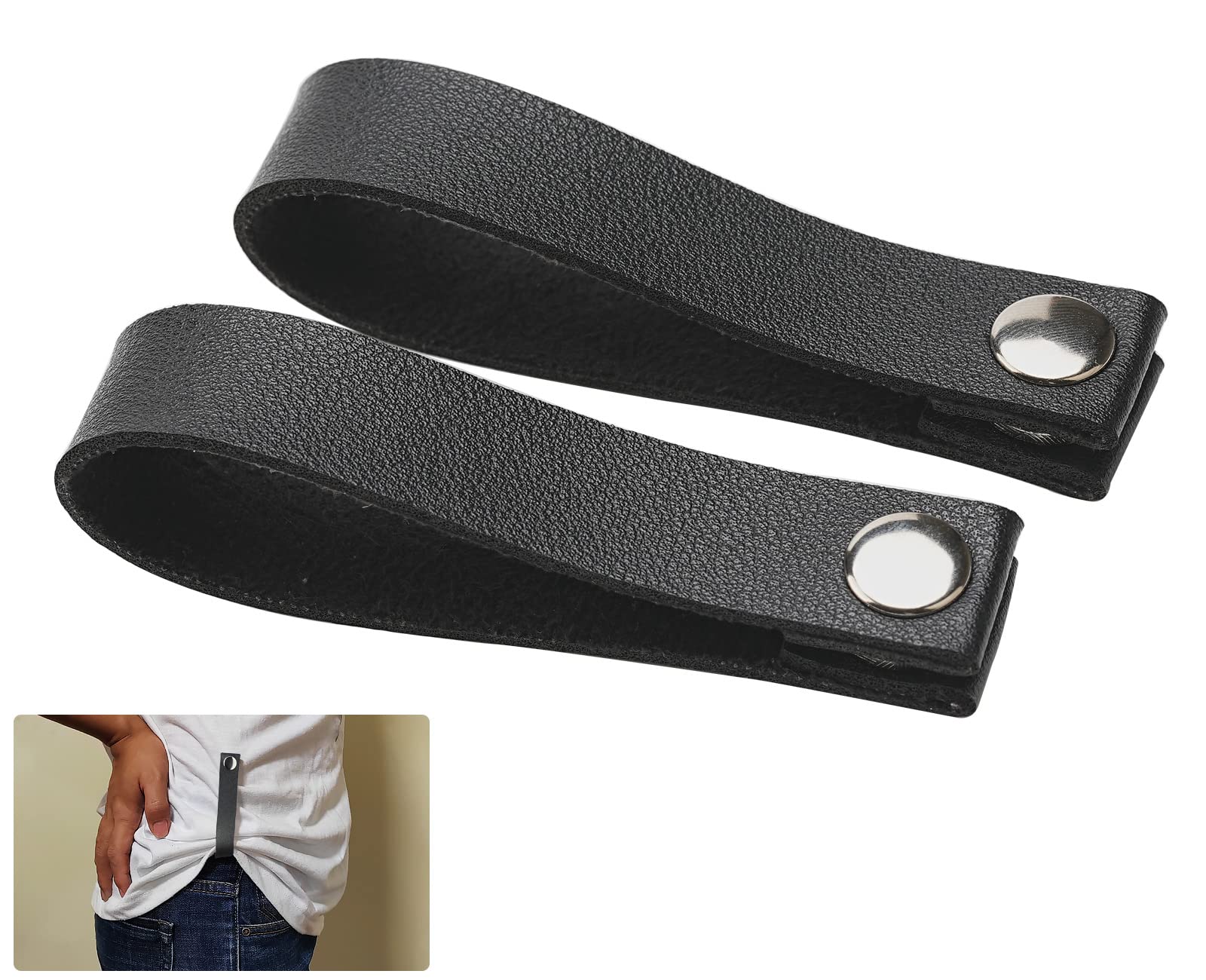 LUAATT Shirt Clip,Faux Leather,Shirt/T-Shirt Fixed Accessories,Strong Magnetic Clip(1 Pair,Black)