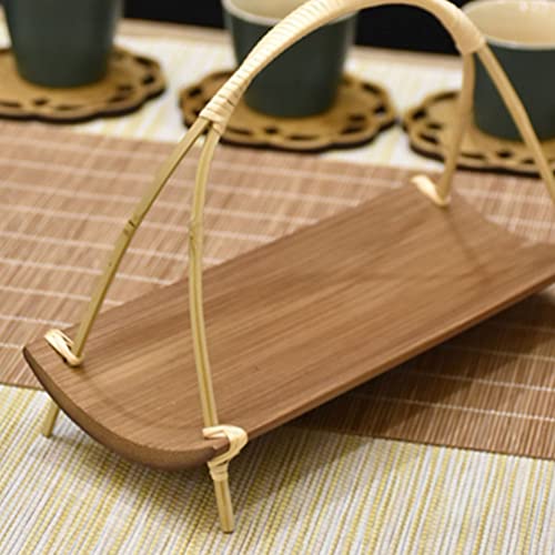 Sushi Tray Wood Food Containers Wooden Serving Tray Guest Towel Holder Tea Dessert Dish Plate Platter with Handle for Breakfast Home Kitchen Bathroom Snack Containers