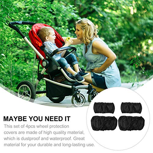 Travel Stroller Travel Stroller Travel Stroller 4Pcs Stroller Wheel Cover Carriage Cover Stroller Wheel Cover (Black) Jogging Stroller Jogging Stroller Jogging Stroller