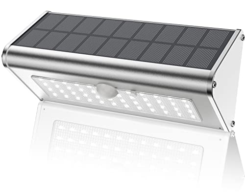 Super Bright Solar Outdoor Lights IP65 Water Proof, 1100 Lumens Wireless 4500mAh LED Motion Sensor Lights, Aluminum Metal Housing Security Lights with 4 Modes Flood Wall Lights, 1 Pack (Daylight)