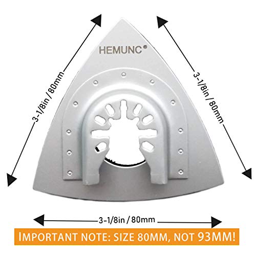 Oscillating Tool Sanding Pad,HEMUNC 3-1/8 Inch Triangle Sanding Pads 3PCS Fit Oscillating Multitools like Dewalt, Fein Multimaster, Bosch, Dremel, Makita, Milwaukee, Rockwell, Ryobi, Craftsman, Ridgid