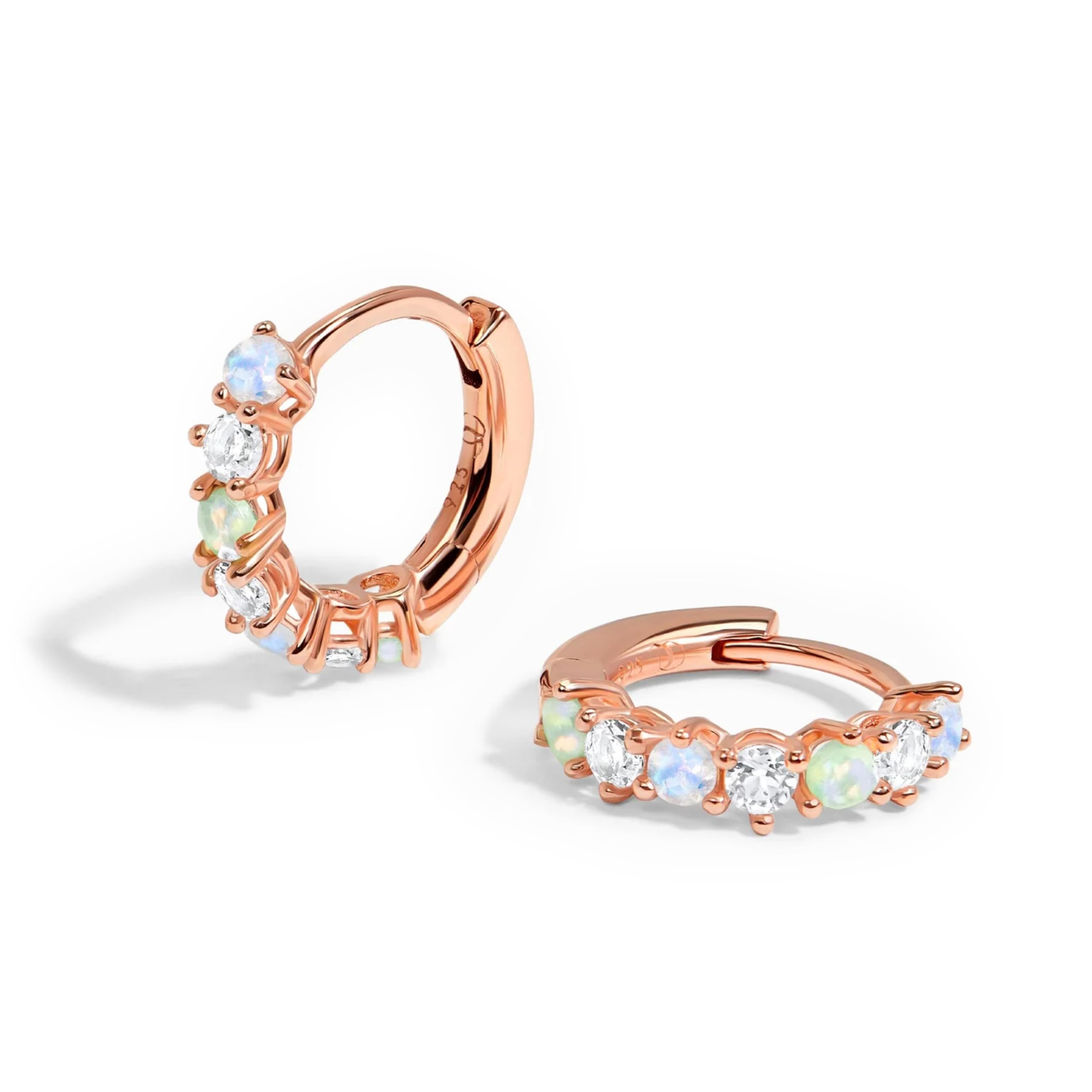 Moon Magic - Authentic Moonstone Earrings - Euphoria / 18K Raw Rose Gold Rainbow Moonstone Earrings for Women/Genuine Moonstone Jewelry by Moon Magic