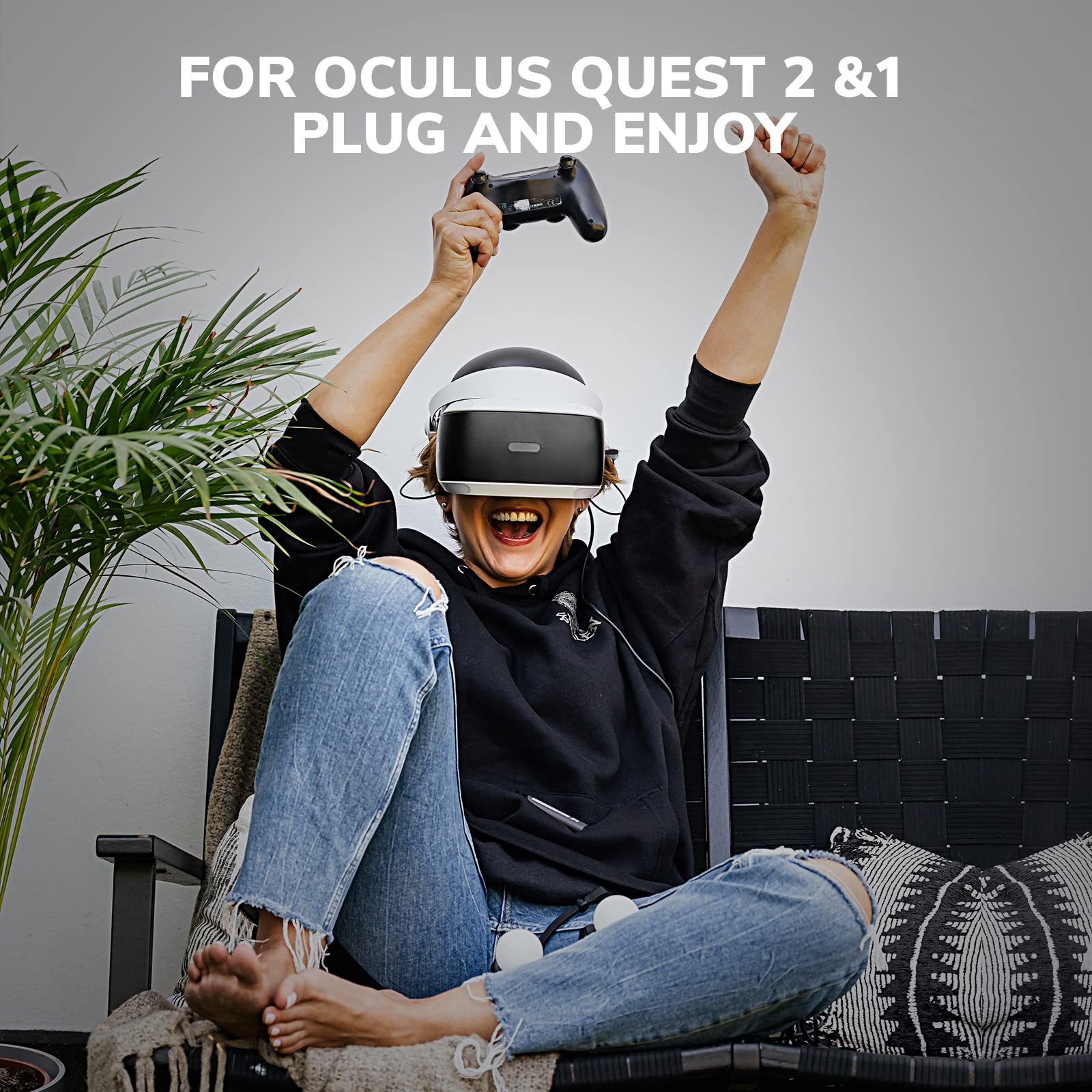 RUIZHI for Oculus Quest 2 Link Cable16ft Fast Charging and High Speed Data Transfer USB 3.0 to USB C Cable Compatible with Oculus/Meta Quest 2 VR Headset Gaming PC Steam VR