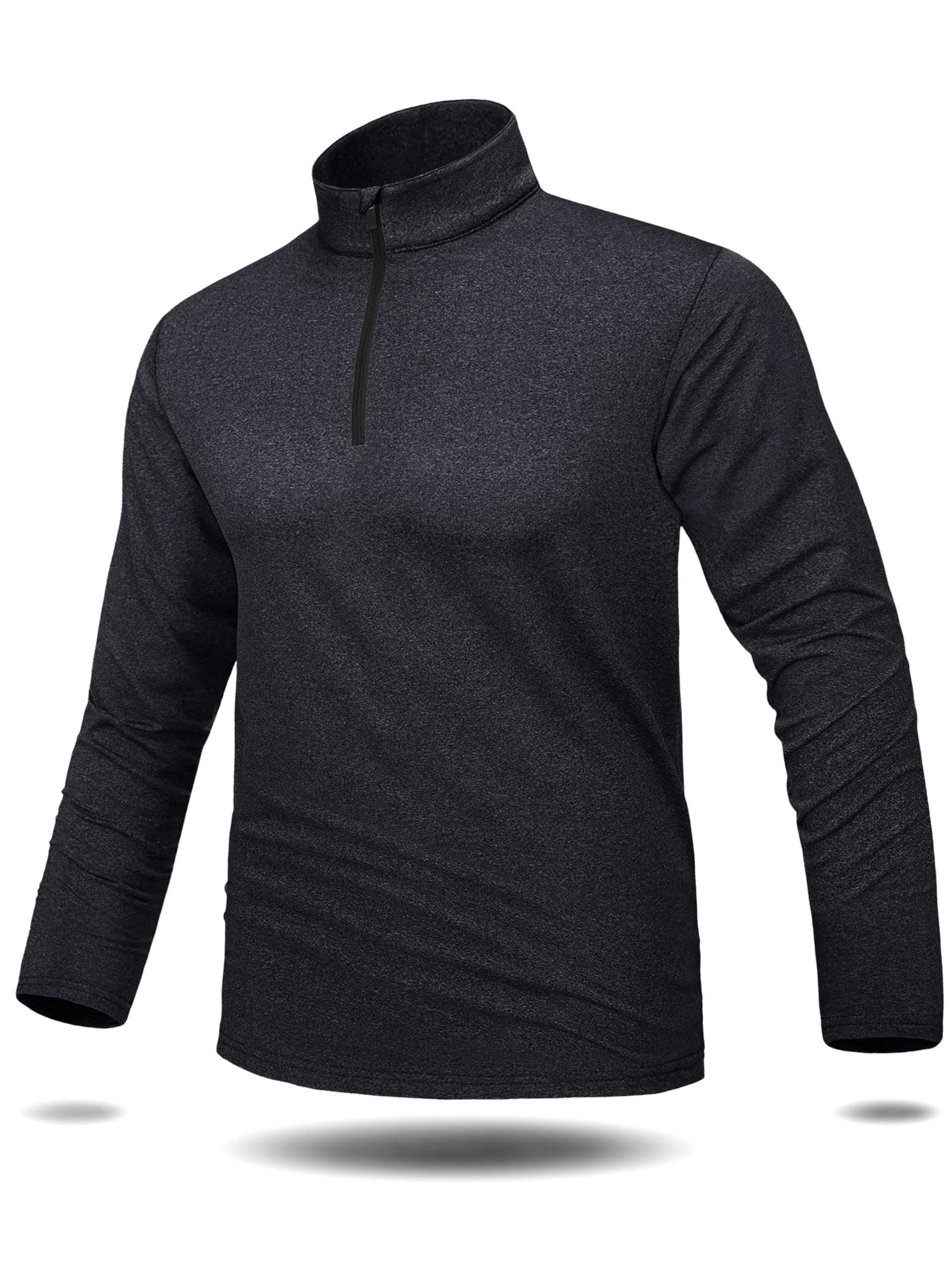 MAGNIVIT Men's Long Sleeve Shirt Workout Quarter-Zip Pullover Athletic Shirts Quick Dry Lightweight Golf Sports T-Shirt Orange M