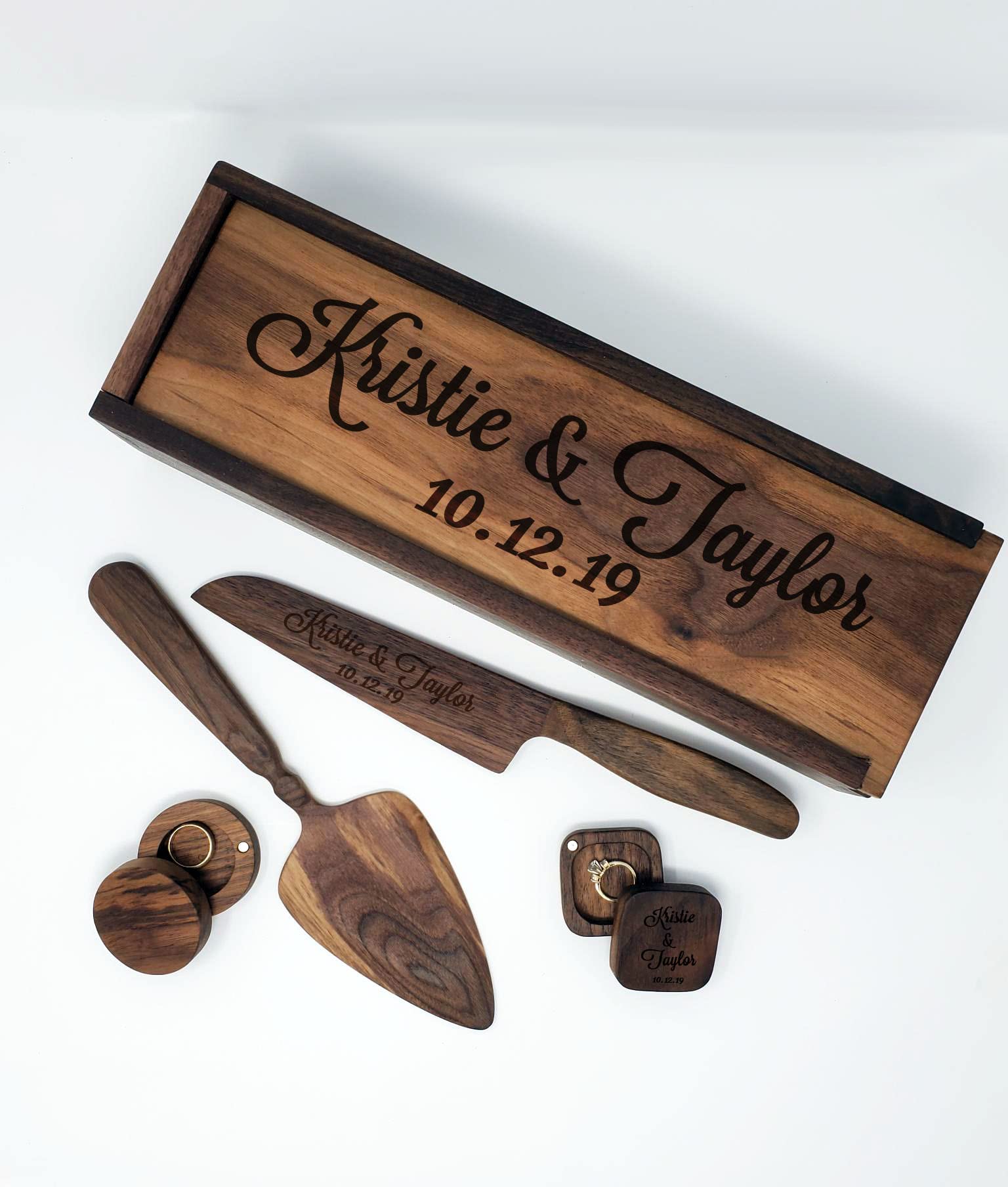 Personalized Cake Serving Set, Laser Engraved Cake Set,Wedding Gift,Anniversary Gift,Wooden Knife And Server,Rustic Cake Set,Wedding Cake Cutting Set, Farmhouse Cake Server