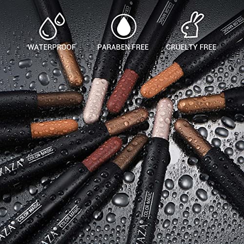 LUXAZA Eye Shadow Stick, Cream Single Makeup with Blending Brush, Eye Brightener / Highlighter Stick, Eyeliner, Smooth Metallic #19 Champagne-silk Pearl