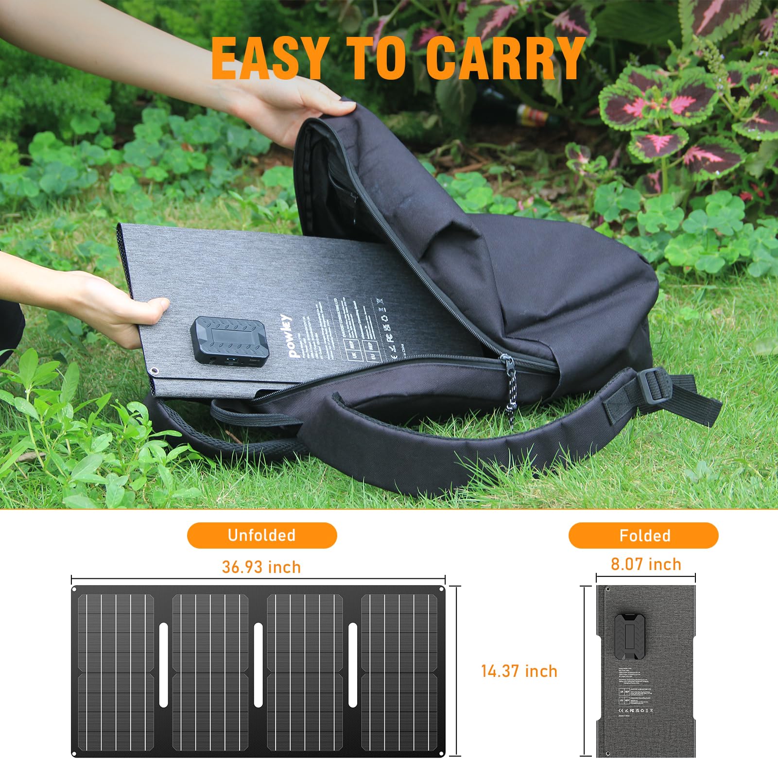 Powkey 200W Solar Generator, 146Wh Portable Power Station with Pure Sine Wave AC Outlet, Backup Lithium Battery, 40W Solar Panel Charger for Outdoors Camping Travel Hunting Emergency