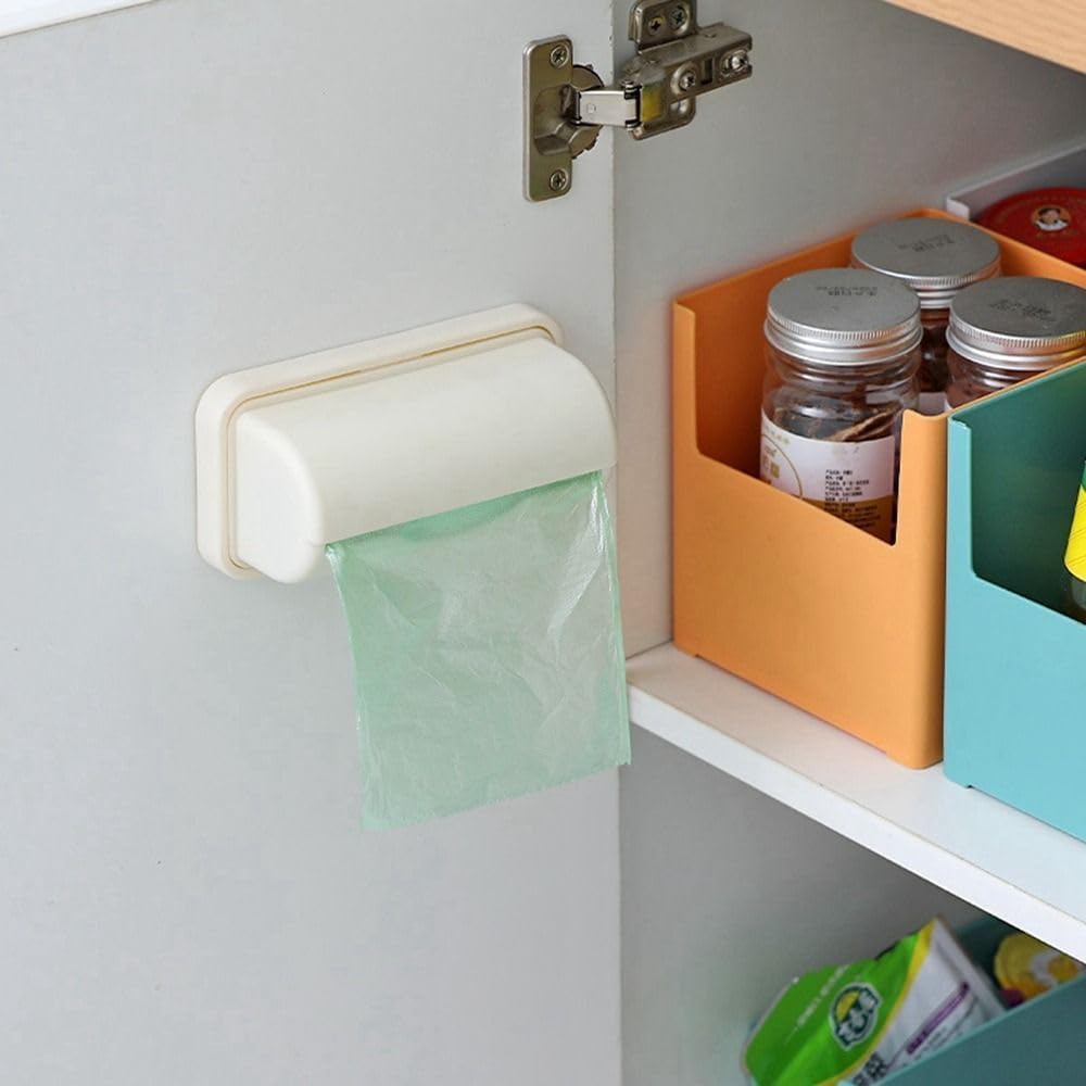 White Plastic Trash Bag Dispenser Roll Holder, Kitchen Storage and Organization Accessories
