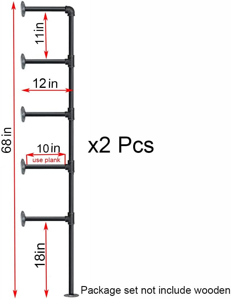 Industrial Retro Wall Mount iron Pipe Shelf,DIY Open Bookshelf,Hung Bracket,Home Improvement Kitchen Shelves,Tool Utility Shelves, Office shelves, bookshelves and bookcases (2Pcs)