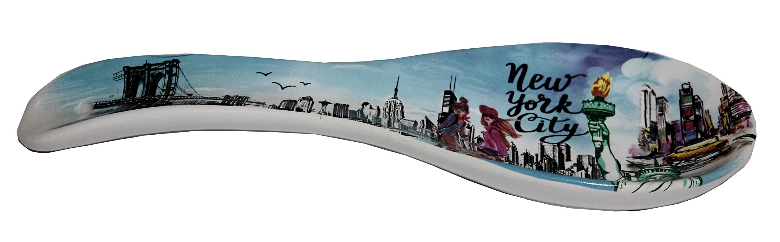 New York Souvenir Gift Statue of Liberty Kitchen Ceramic Spoon Rest (Taxi-Blue)