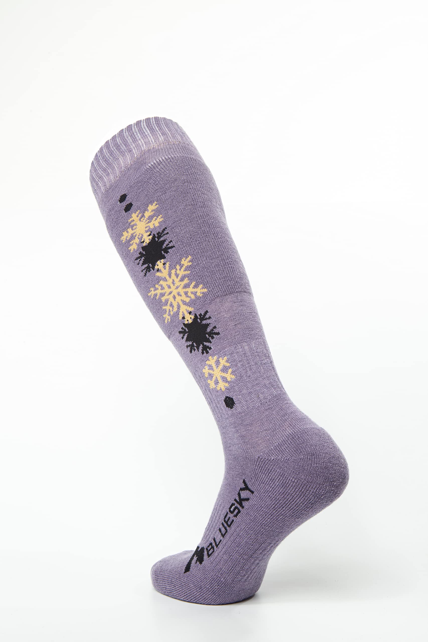 Merino Wool Ski Socks / Hiking Socks for Men&Women, Snowflake (Purple Medium)