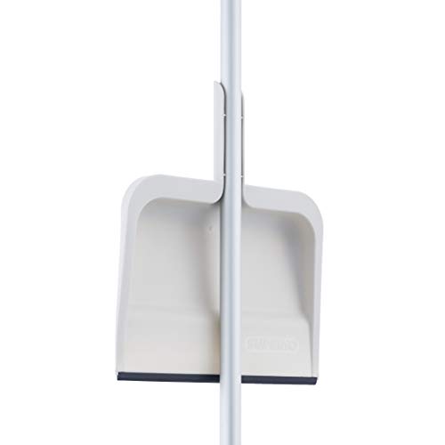 Superio Angle Broom and Clip-On Dustpan Set, Slim Hand Broom Telescopic Handle 53 Inches Tall, Clip On Dust Pan with Low Edge Rubber Lip