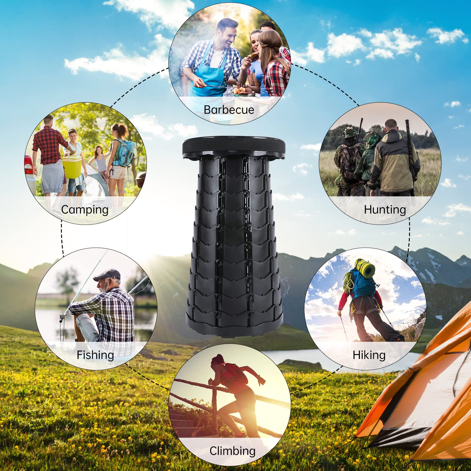 MOPZTPT Upgraded New Portable Stool,Adjustable Stool,Folding Stool,Collapsible Stool,Camping stools for Adults,Foldable Stool,suitableFor Indoor and outdoorActivities,Lightweight and Durable