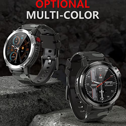 RollsTimi Men's Smartwatch 1.6" HD Touchscreen with Bluetooth Calling Fitness Tracker Heart Rate Pedometer Watch 24 Sport Modes, 3ATM Outdoor Waterproof Watch Android iOS
