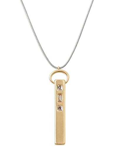 Lucky Brand Leather Bar Pendant Necklace,Gold,One Size