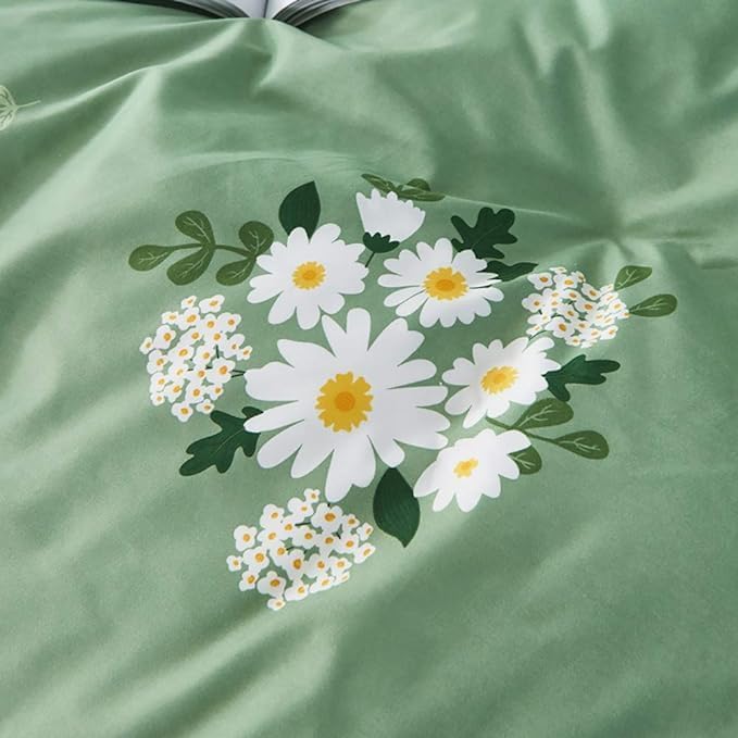 VGASHARE Daisy Fiber Cover Set, Ultra-Light, Ultra-Soft Microfiber Bedding Set, Comfortable and Soft Texture, 2 Piece Duvet Cover and Pillowcase - Full, Daisy Pattern