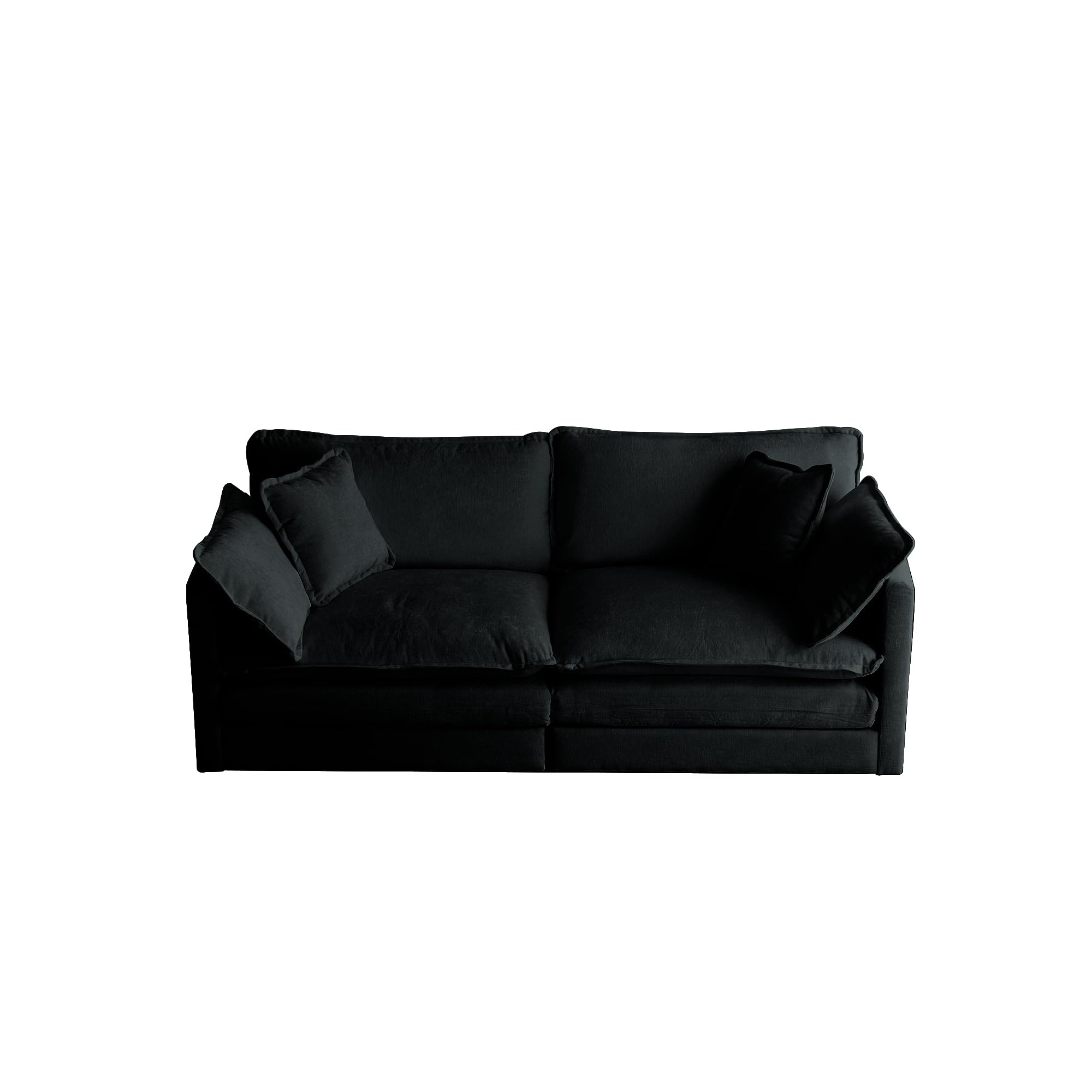 Tmsan 76.7" Black Deep Seat Loveseat Sofa, Oversized 2 Seater Chenille Sectional Cloud Couch, Modern Large Luxury Love Seat for Living Room Bedroom Apartment Office