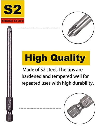 Rocaris 16 Pack 1/4 Inch Hex Shank Long Magnetic Screwdriver Bits Set 4 in Power Tools(Slotted+Cross+Hex+Plum blossom)