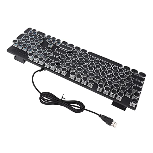 Sanpyl Mechanical Keyboard, Black 104 Key RGB Backlit Gaming Keyboard Round Keycaps Plug and Play Ergonomic Wired Keyboard for PC Laptop Game(Black Punk Version)