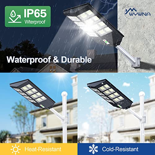 WYWNA 3 PCS Solar Street Lights Outdoor Waterproof BC800 Outdoor Solar Lights 800W