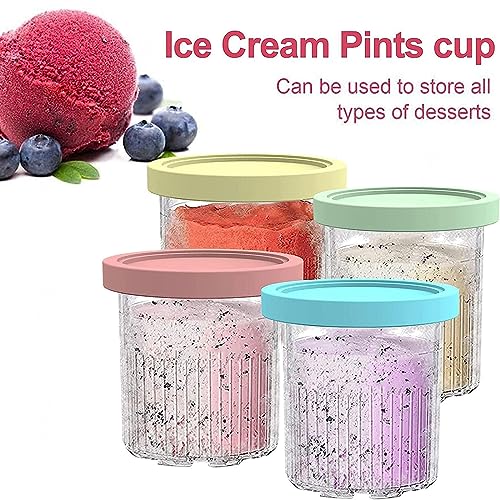 REMYS Creami Deluxe Pints, for Ninja Ice Cream Maker Cups,24 OZ Ice Cream Storage Containers Reusable,Leaf-Proof Compatible with NC500,NC501 Series Ice Cream Makers