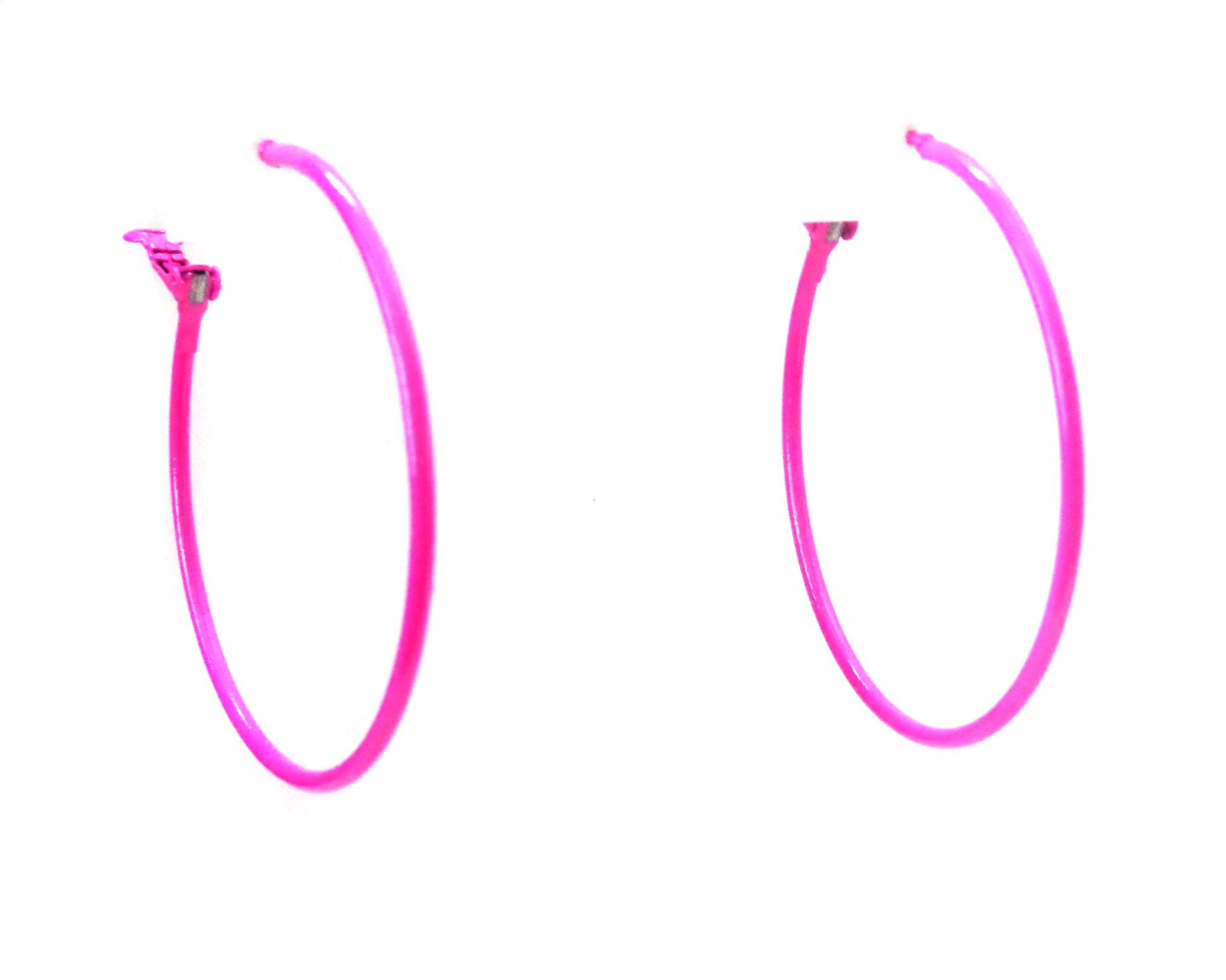 Hot Pink Hoop Earrings Simple Thin Hoop Earrings 2 Inch Hoop Earrings