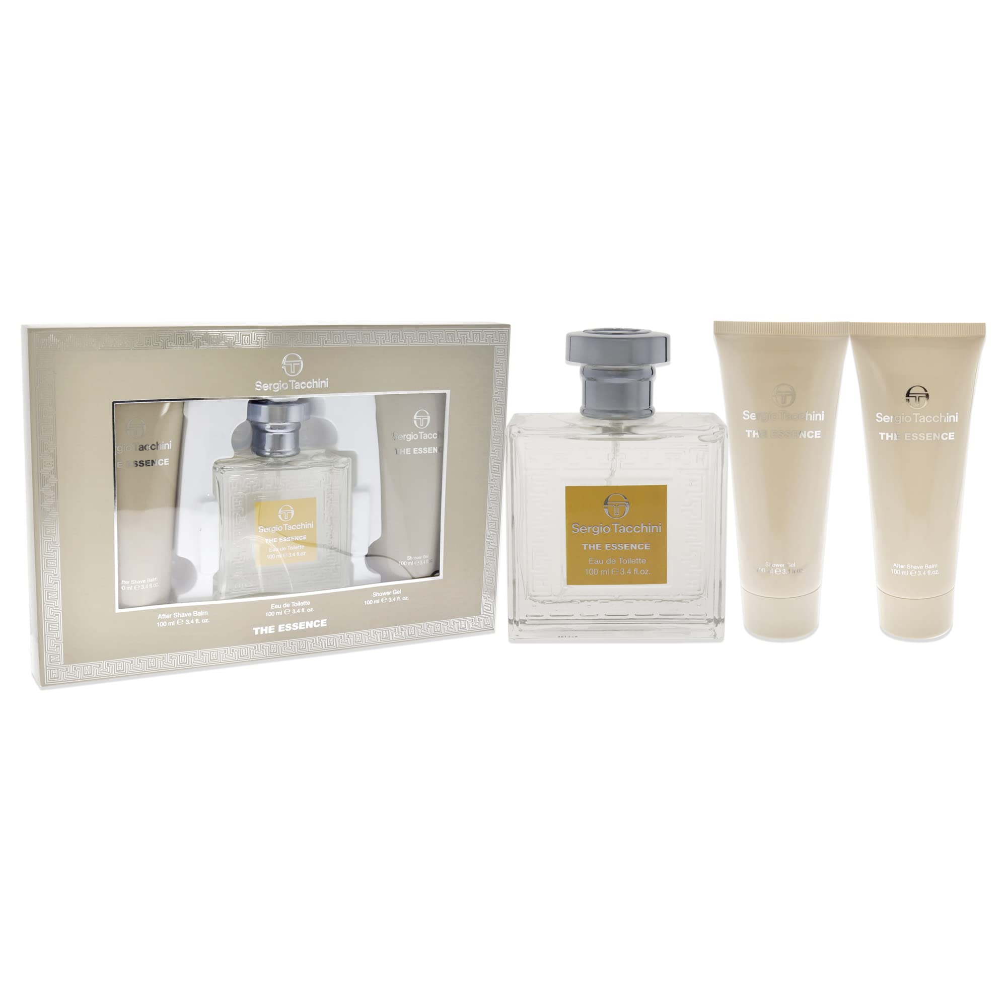 Sergio Tacchini The Essence 3.4oz EDT Spray, 3.4oz After Shave Balm, 3.4oz Shower Gel Men 3 Pc Gift Set