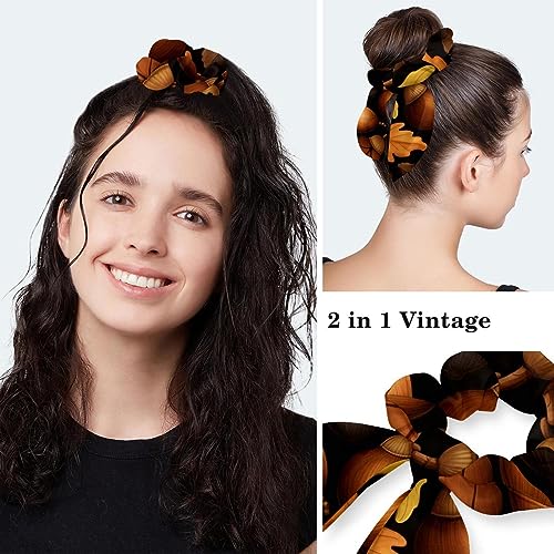Thanksgiving Acorn Working Cap with Button Sweatband Adjustable Tie Back Bouffant Hats with Scrunchie