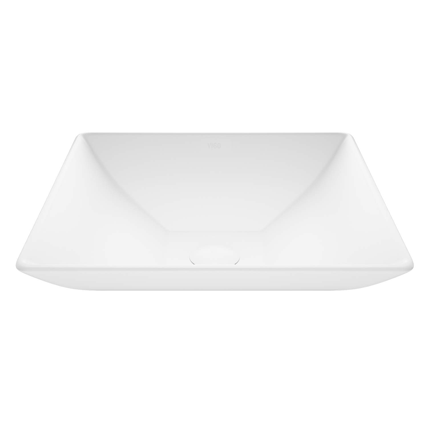 VIGO Hibiscus 16 inch L x 16 inch W Over the Counter Freestanding Matte Stone Square Vessel Bathroom Sink in Matte White - Sink for Bathroom VG04004
