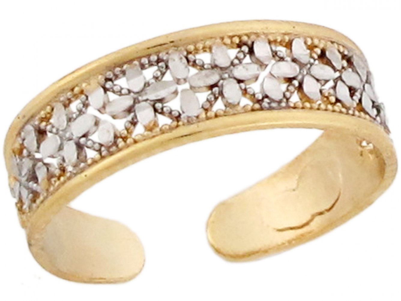 Jewelry Liquidation 10k Two Toned Real Gold Petite Cross Designer Ladies Toe Ring